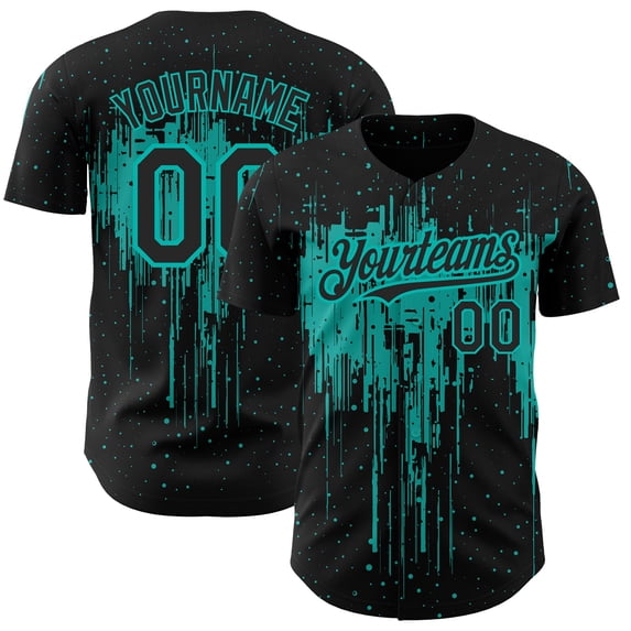 Custom Black Aqua 3D Pattern Design Dripping Splatter Art Authentic ...