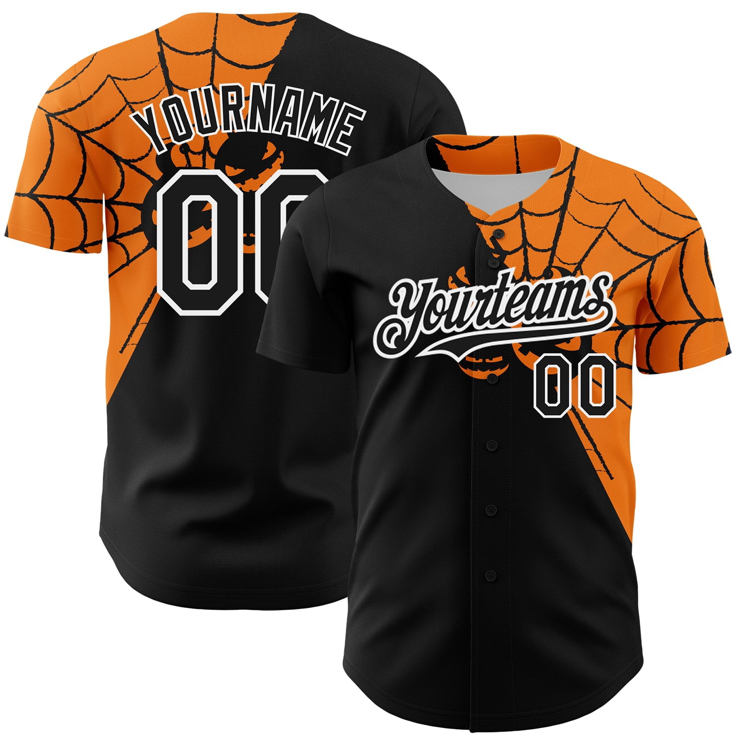 Custom Black Bay Orange-White 3D Pattern Design Spider Web Authentic ...