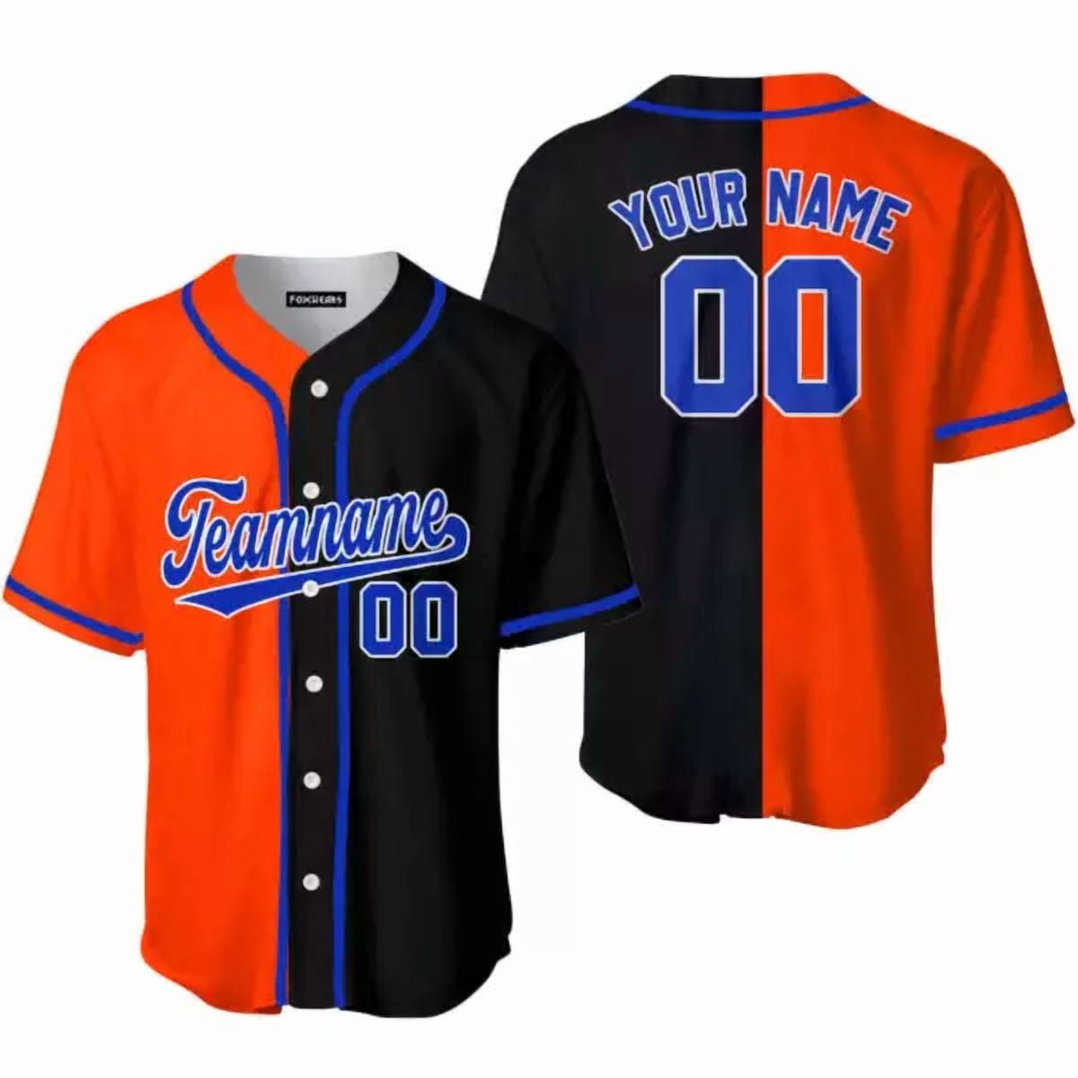 Custom Black Blue Orange Split Fashion Baseball Jerseys For Men & Women ...