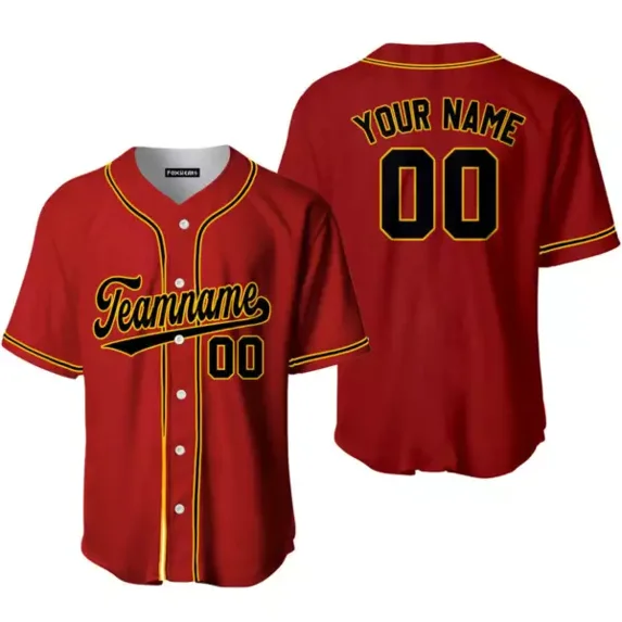 Custom Black Gold And Red Custom Baseball Jerseys For Men & Women ...