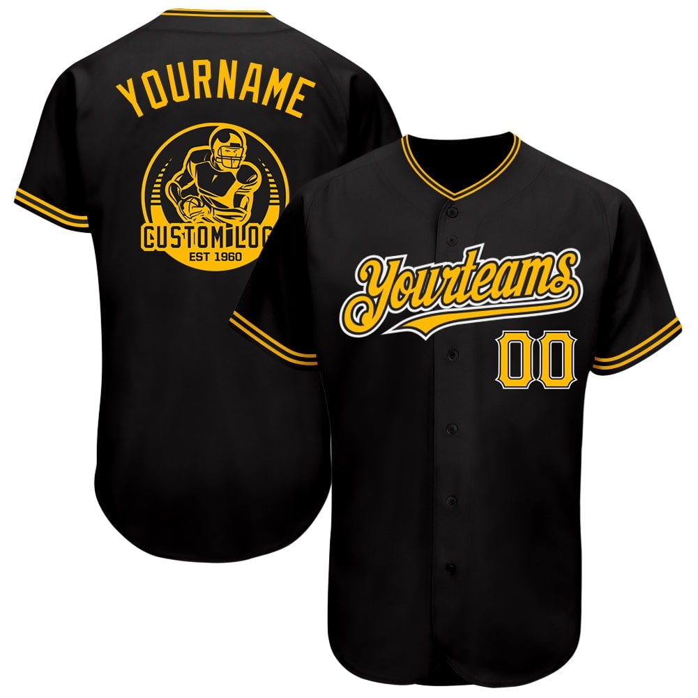 Custom Black Gold-White Authentic Baseball Jersey - Hot Sale 2026 ...