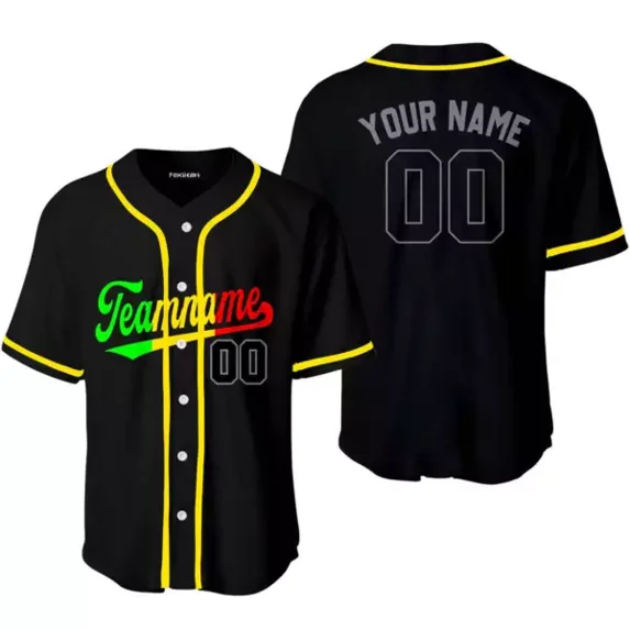 Custom Black Green Yellow Red Baseball Jerseys For Men & Women JN12622 ...