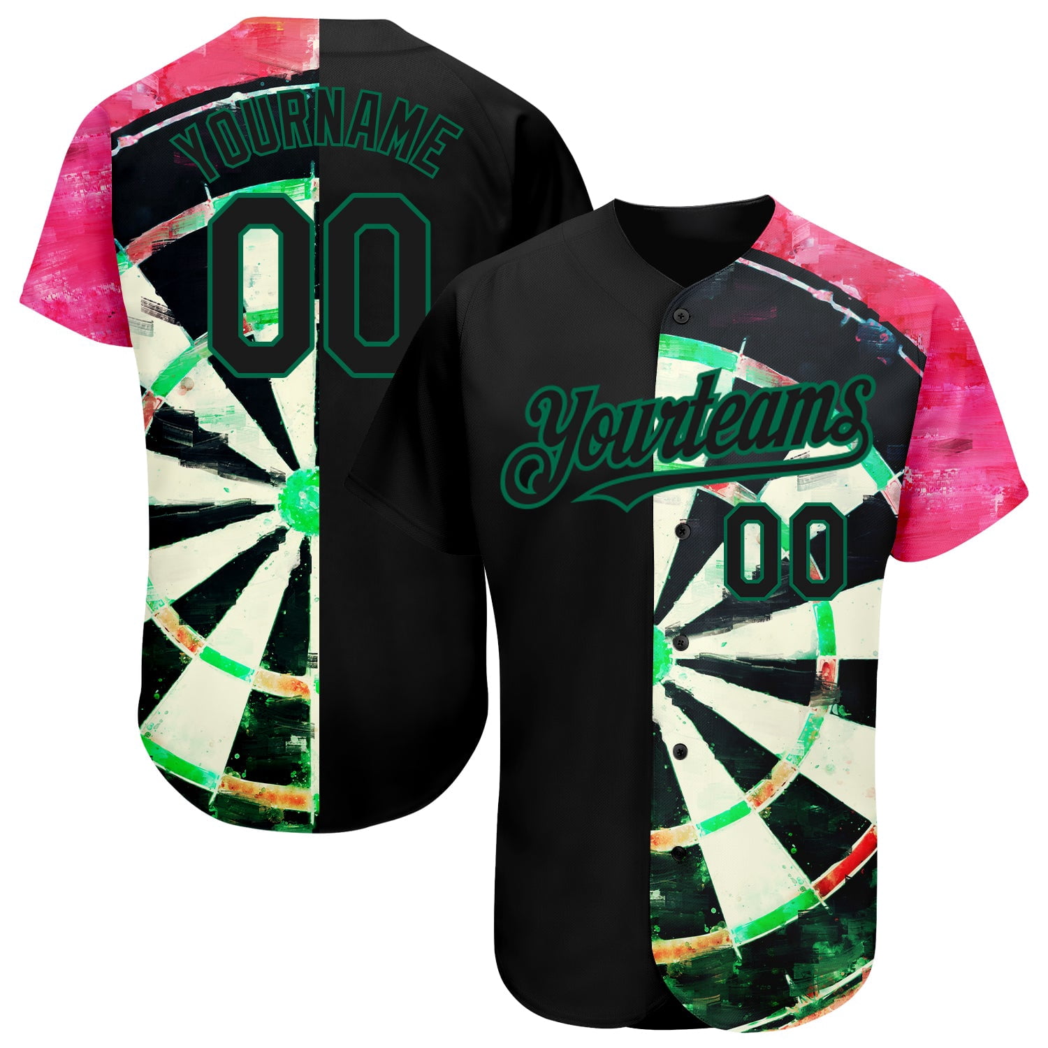 Custom Black Kelly Green-Red 3D Pattern Design Dart Board Authentic ...