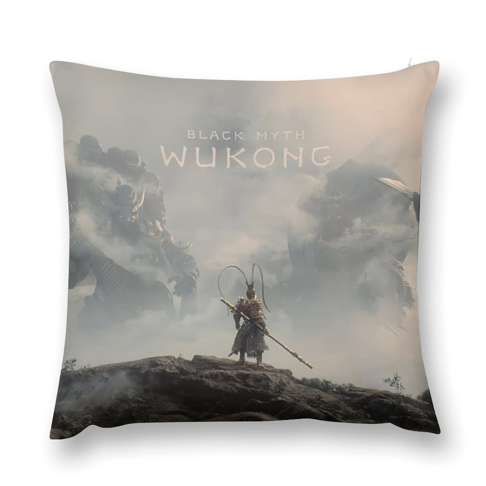Custom Black-Myth Wu-kong Plush Pillow Case, Soft Warm Kawaii Square ...