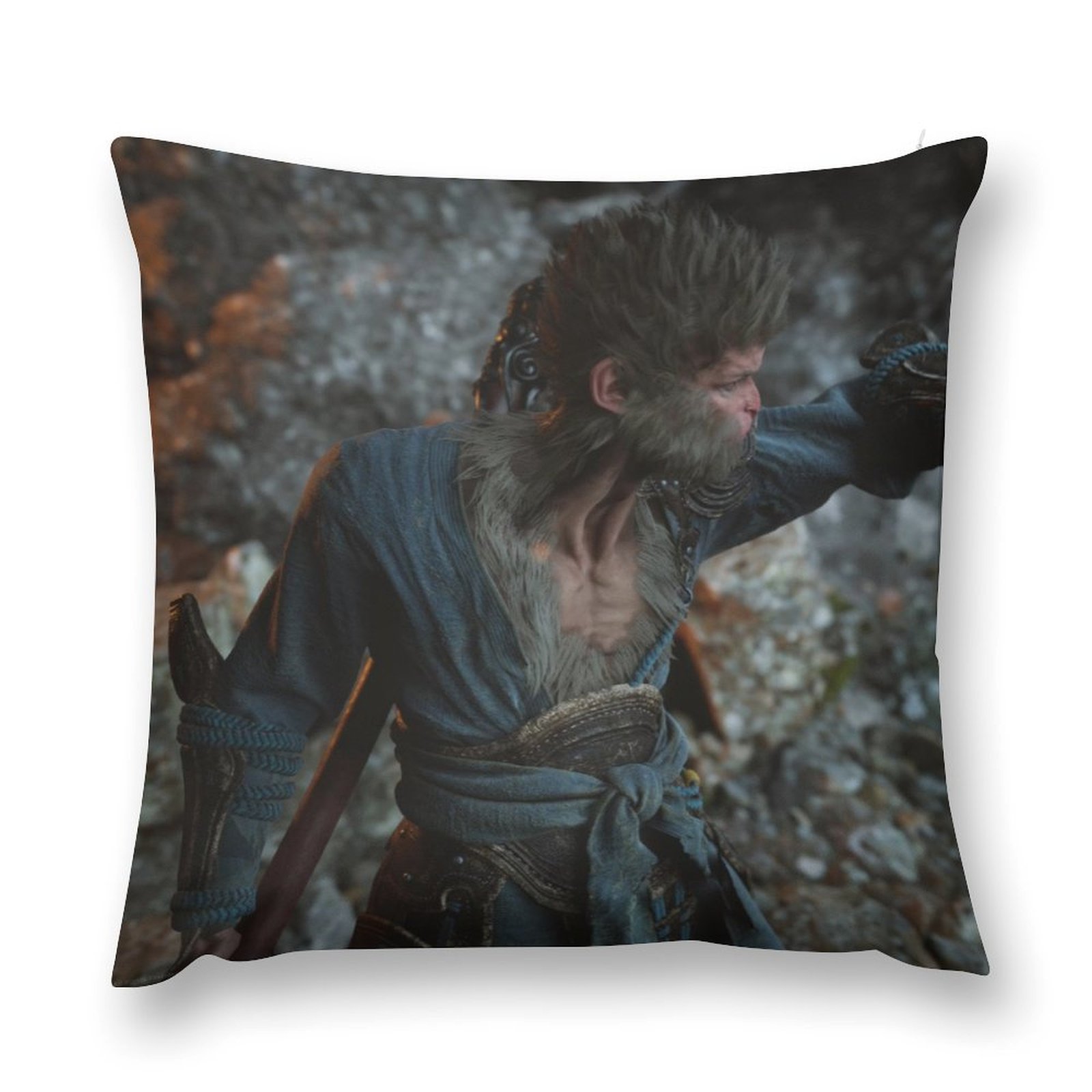 Custom Black-Myth Wu-kong Plush Pillow Case, Soft Warm Kawaii Square ...