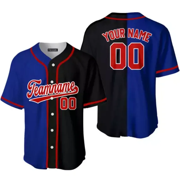 Custom Black Red Blue Split Fashion Baseball Jerseys For Men & Women ...