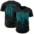 Custom Black Teal 3D Pattern Design Dripping Splatter Art Authentic ...