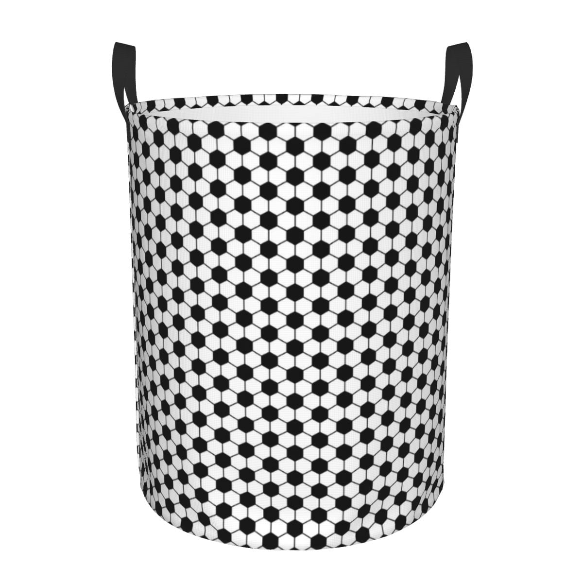 Custom Black White Football Laundry Basket Foldable Soccer Sport ...