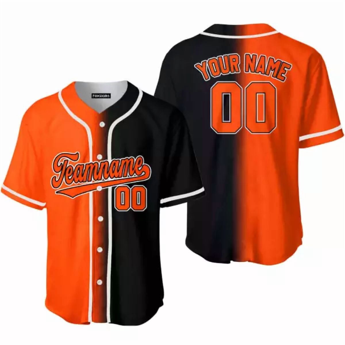 Custom Black White Orange Fade Fashion Baseball Jerseys For Men & Women ...