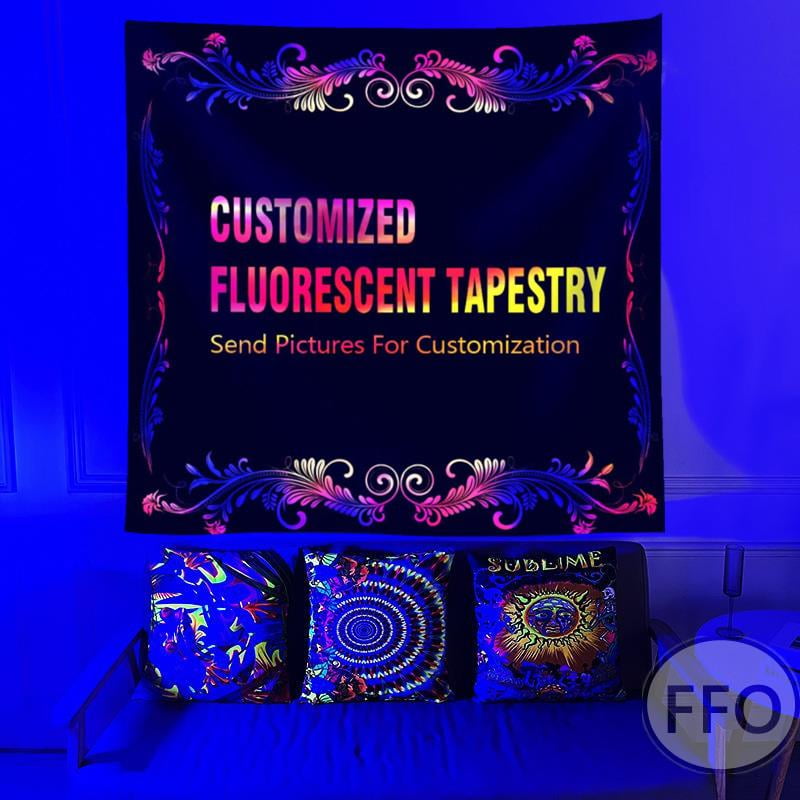 Custom Blacklight Tapestry UV Reactive Trippy Hippie Black Light ...