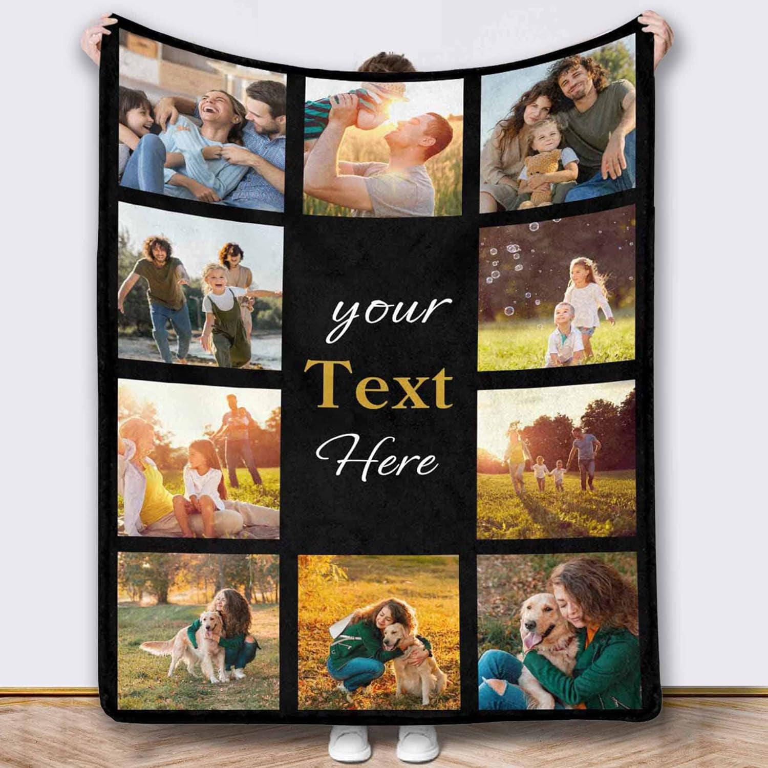 Custom Blanket Memorial Gift with Photo Text: Made in USA, Flannel ...