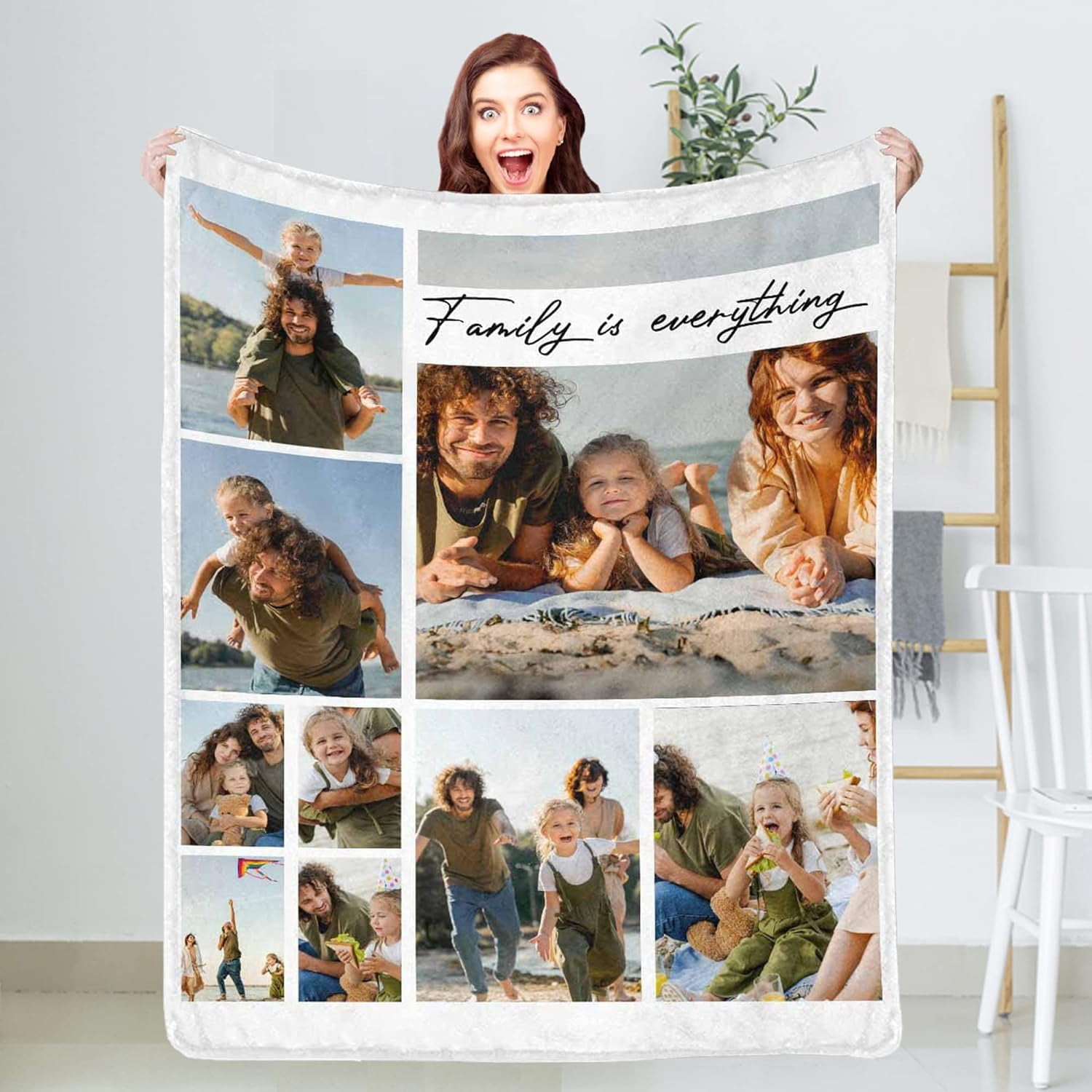 Custom Blanket Memorial Gift with Photo Text: Made in USA, Flannel ...