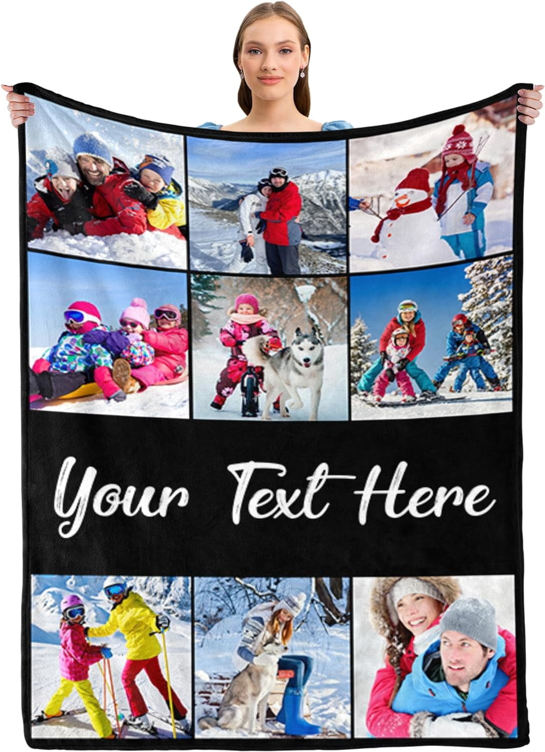 Custom Blanket Personalized Blanket with Photos Text Customized Picture ...