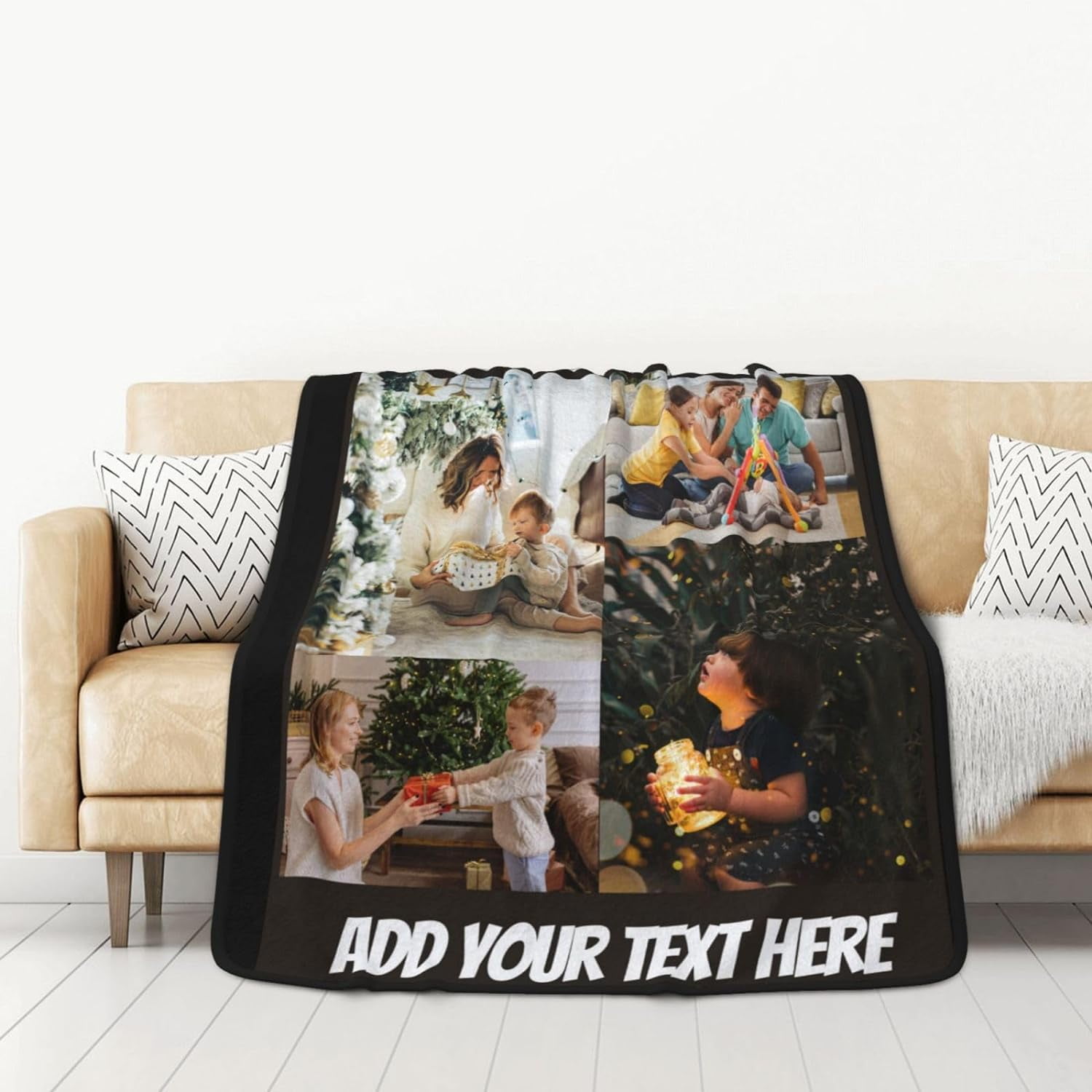 Custom Blanket with Photo Personalized Design Name Text Logo Throw ...