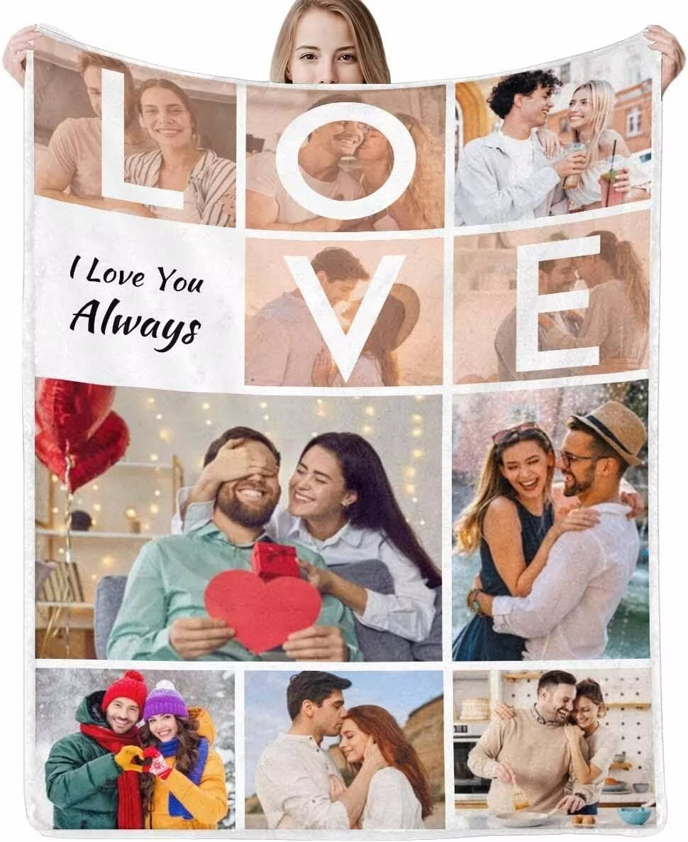 Custom Blanket with Photo Personalized Fleece Throw Blankets Customized ...