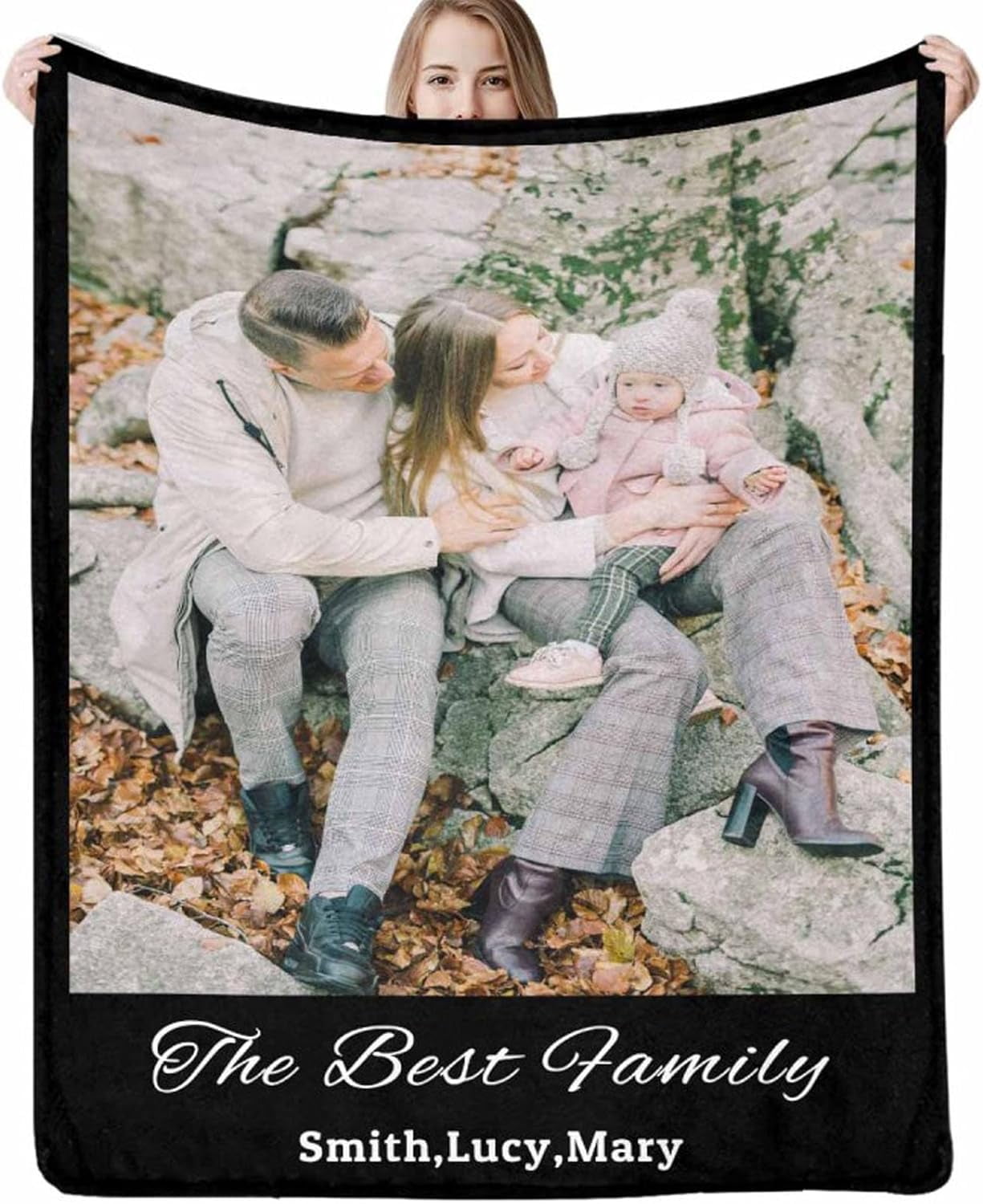 Custom Blanket with Photo Text for Gifts: Made in USA, Personalized ...