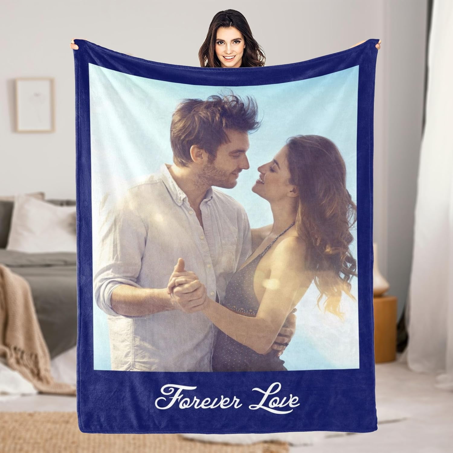 Custom Blanket with Photo and Text Memorial Gift for Lover, Couple,10 ...
