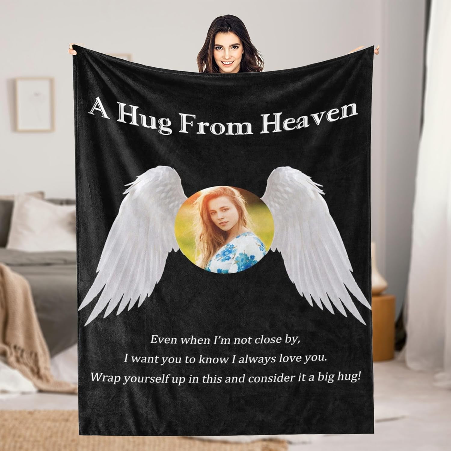 Custom Blanket with Photo and Text Memorial Gift for Lover, Couple,10 ...