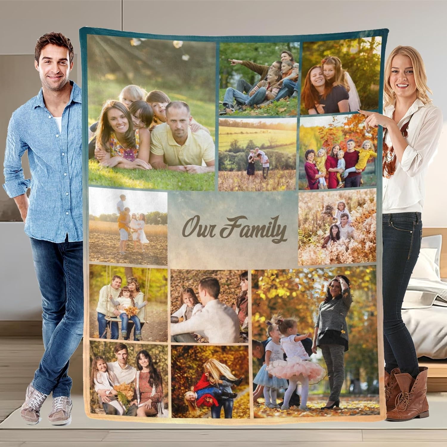 Custom Blanket with Photo and Text Memorial Gift for Lover, Couple,10 ...