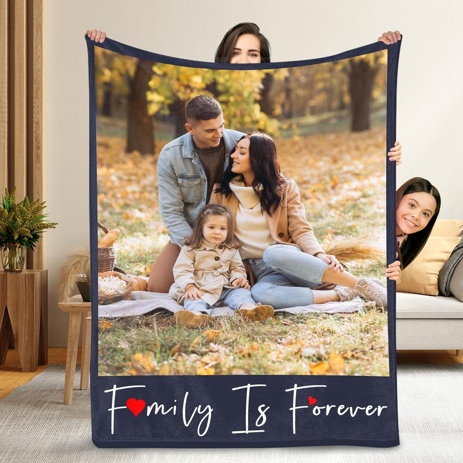 Custom Blanket with Photo Text, Personalized Flannel Throw Blanket ...