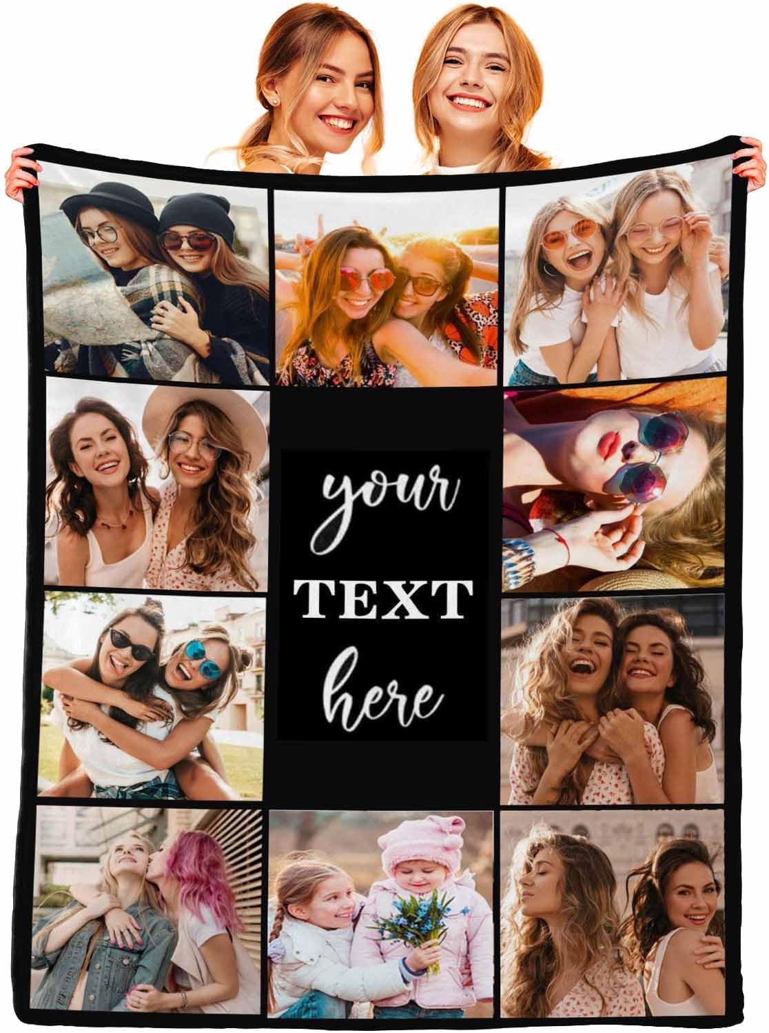 Custom Blanket with Photo Texts Personalized Blankets and Throws ...