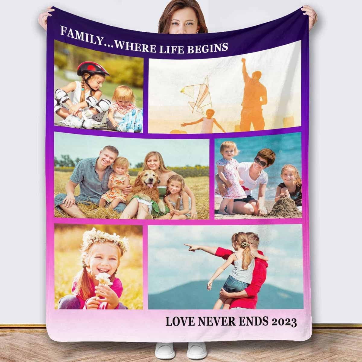 Custom Blanket with Photo Texts Personalized Blankets and Throws ...