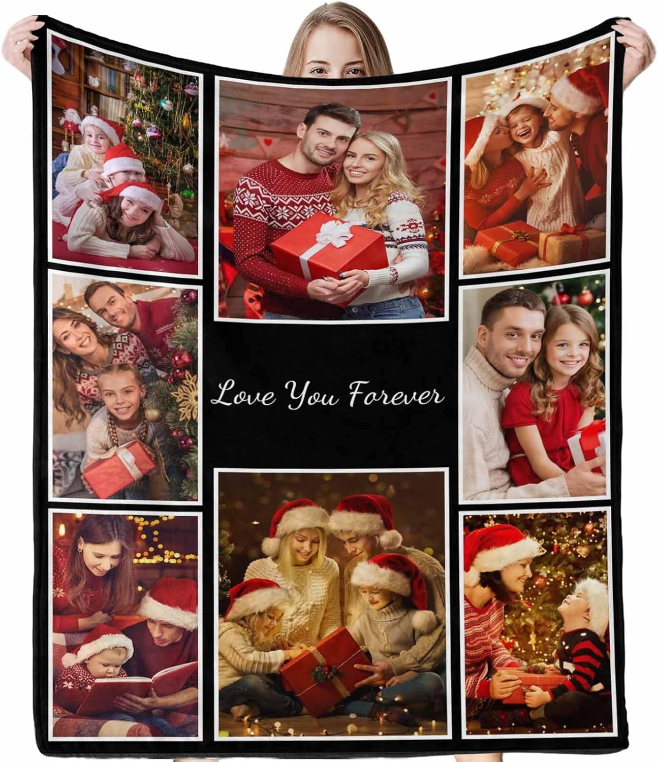 Custom Blanket with Photos Text Customized Blanket Personalized 7-Photo ...