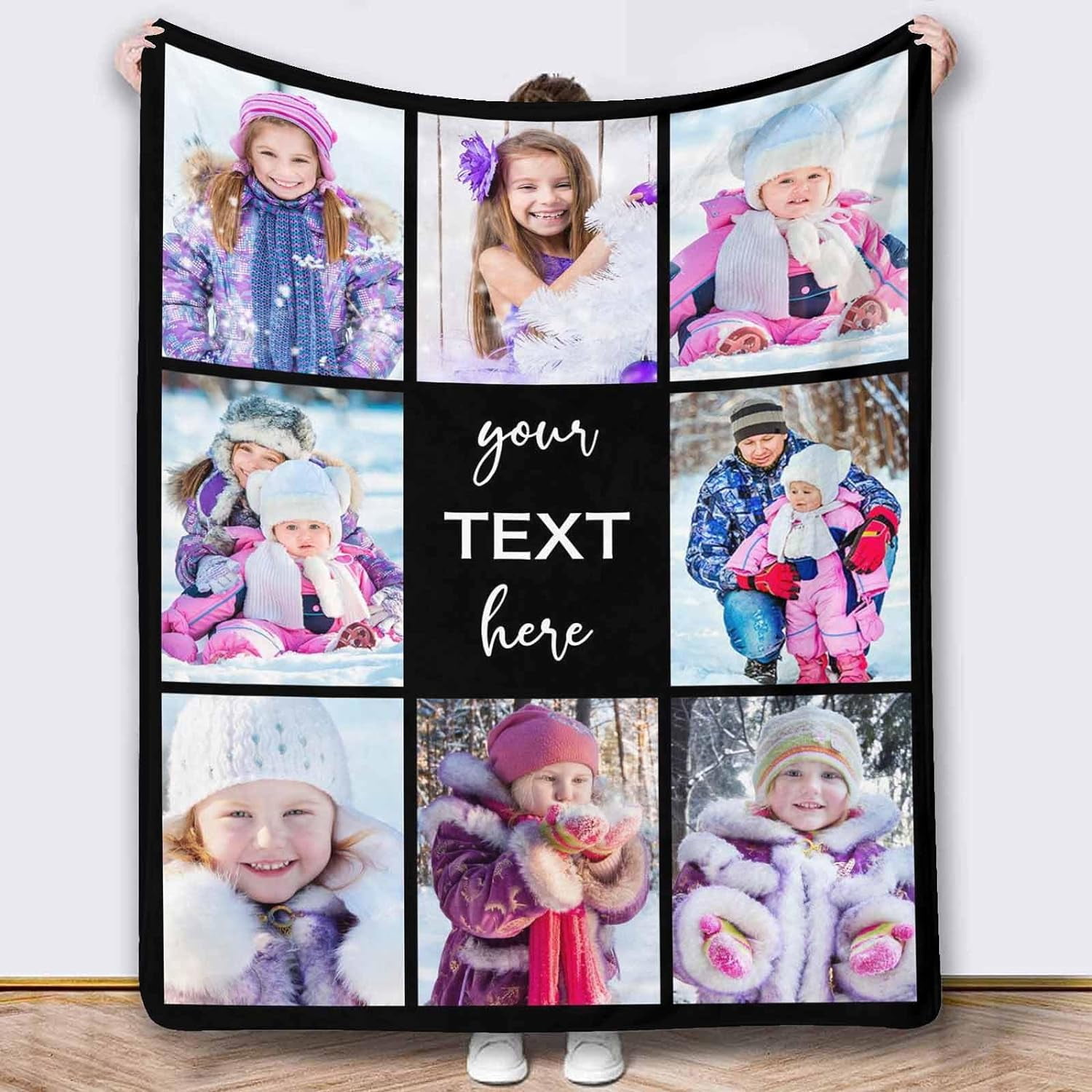 Custom Blanket with Photos Text Customized Blanket Personalized Flannel ...