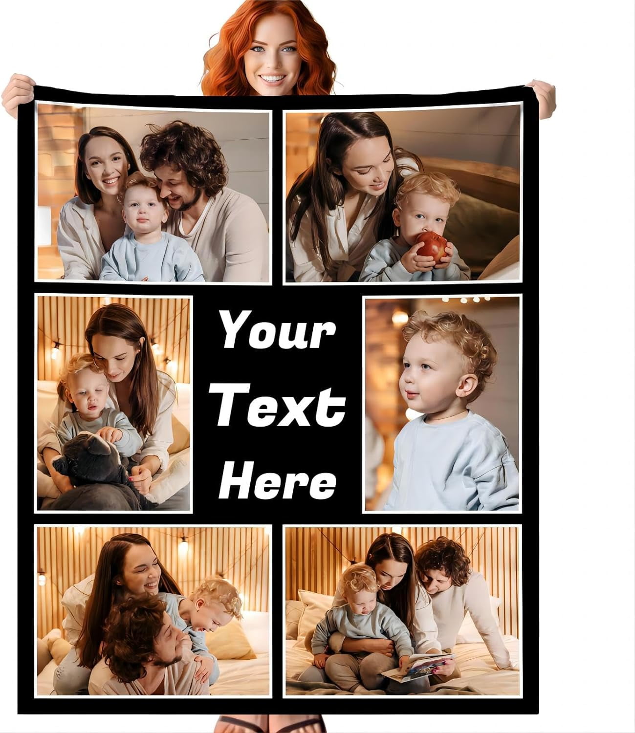 Custom Blanket with Photos Text, Personalized Blanket with Pictures ...