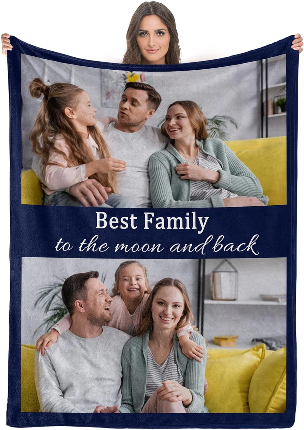 Custom Blanket with Photos/Text, Personalized Customized Picture Throw ...