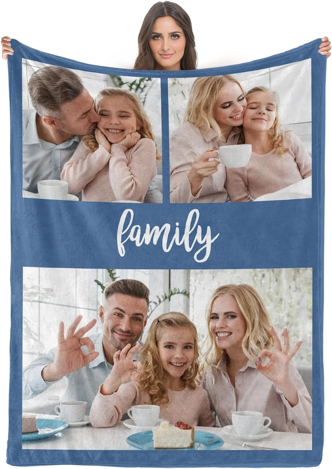 Custom Blanket with Photos/Text, Personalized Customized Picture Throw ...