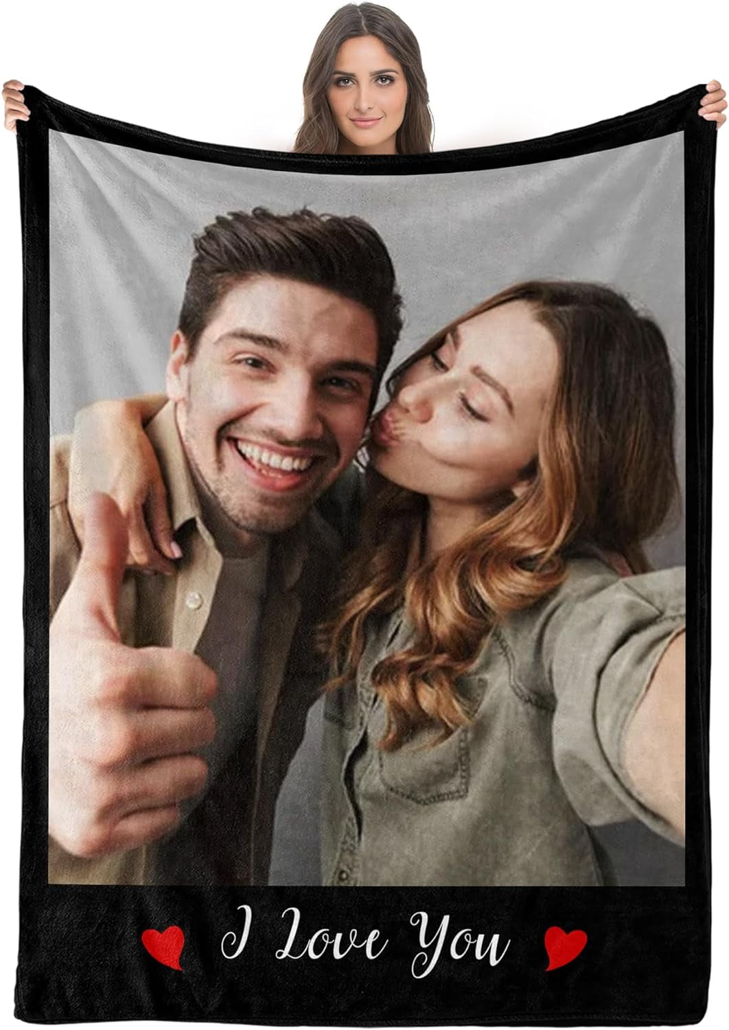 Custom Blanket with Photos/Text, Personalized Customized Picture Throw ...