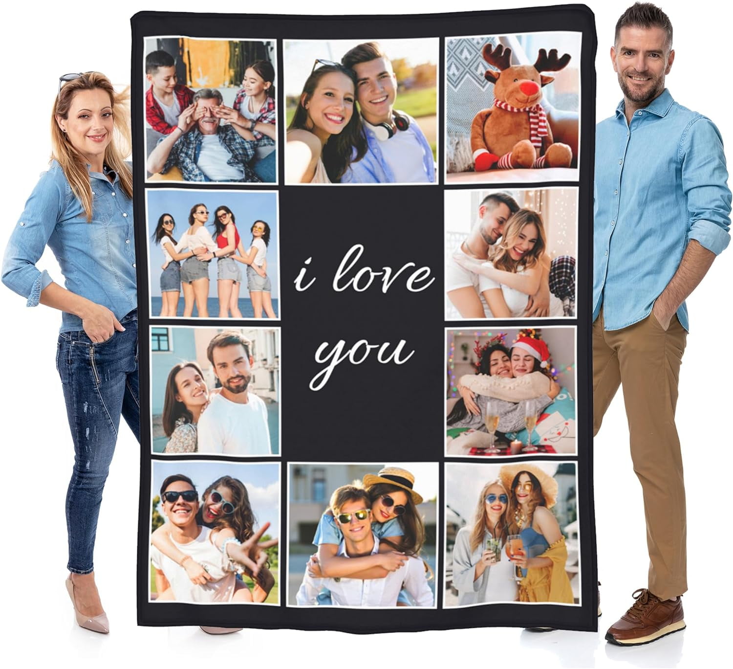 Custom Blanket with Photos Text, Personalized Photo Blankets and Throws ...