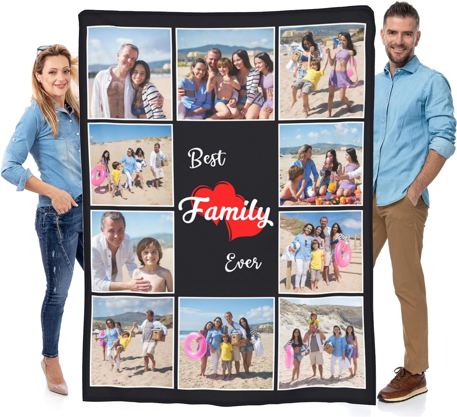 Custom Blanket with Photos Text, Personalized Photo Blankets and Throws ...