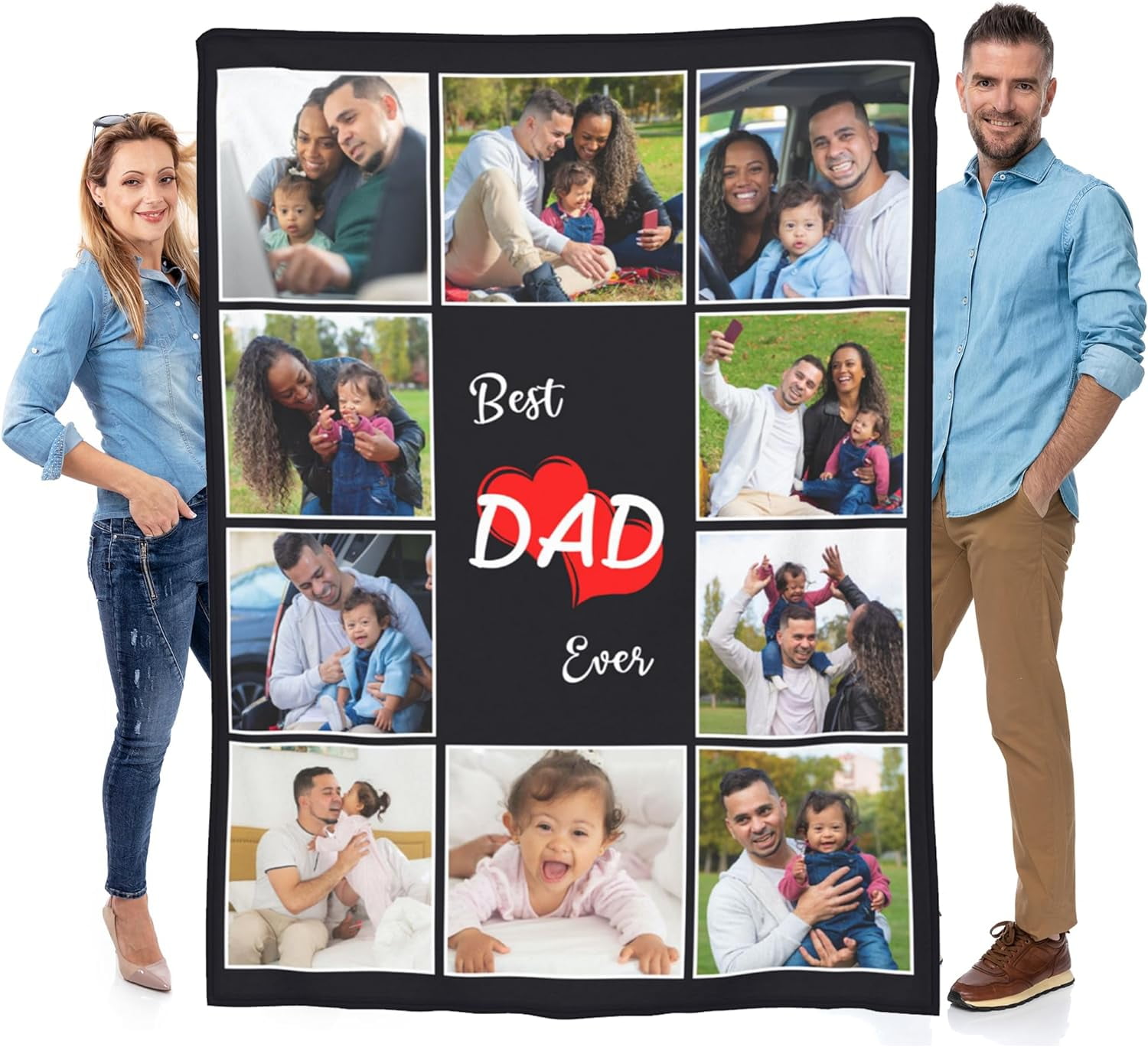 Custom Blanket with Photos Text, Personalized Photo Blankets and Throws ...