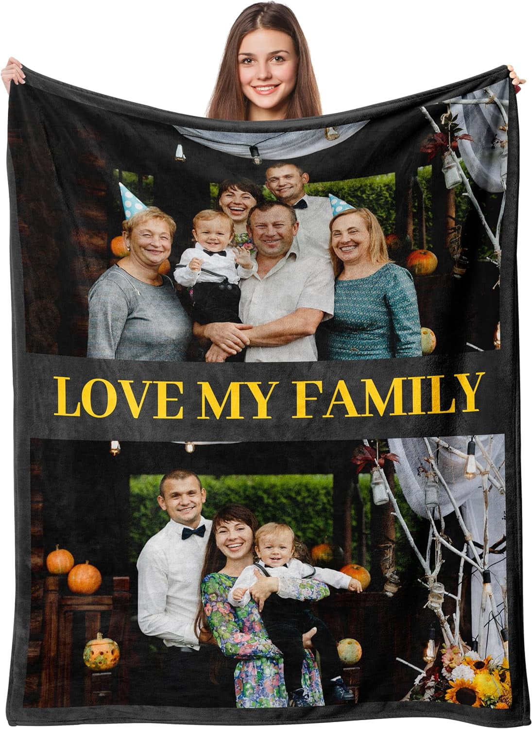 Custom Blanket with Photos Text, Personalized Photo Collage Flannel ...