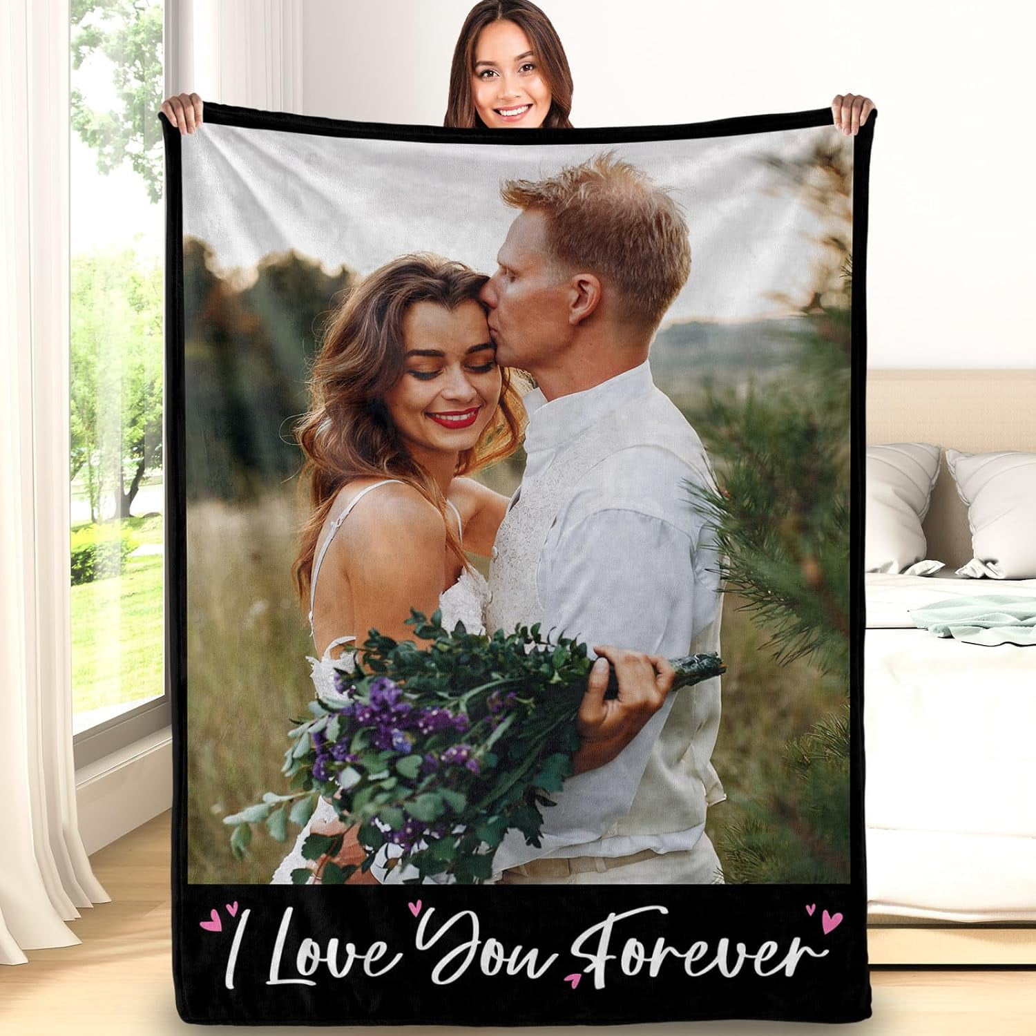 Custom Blanket with Photos/Text, Personalized Picture Blanket Throw ...