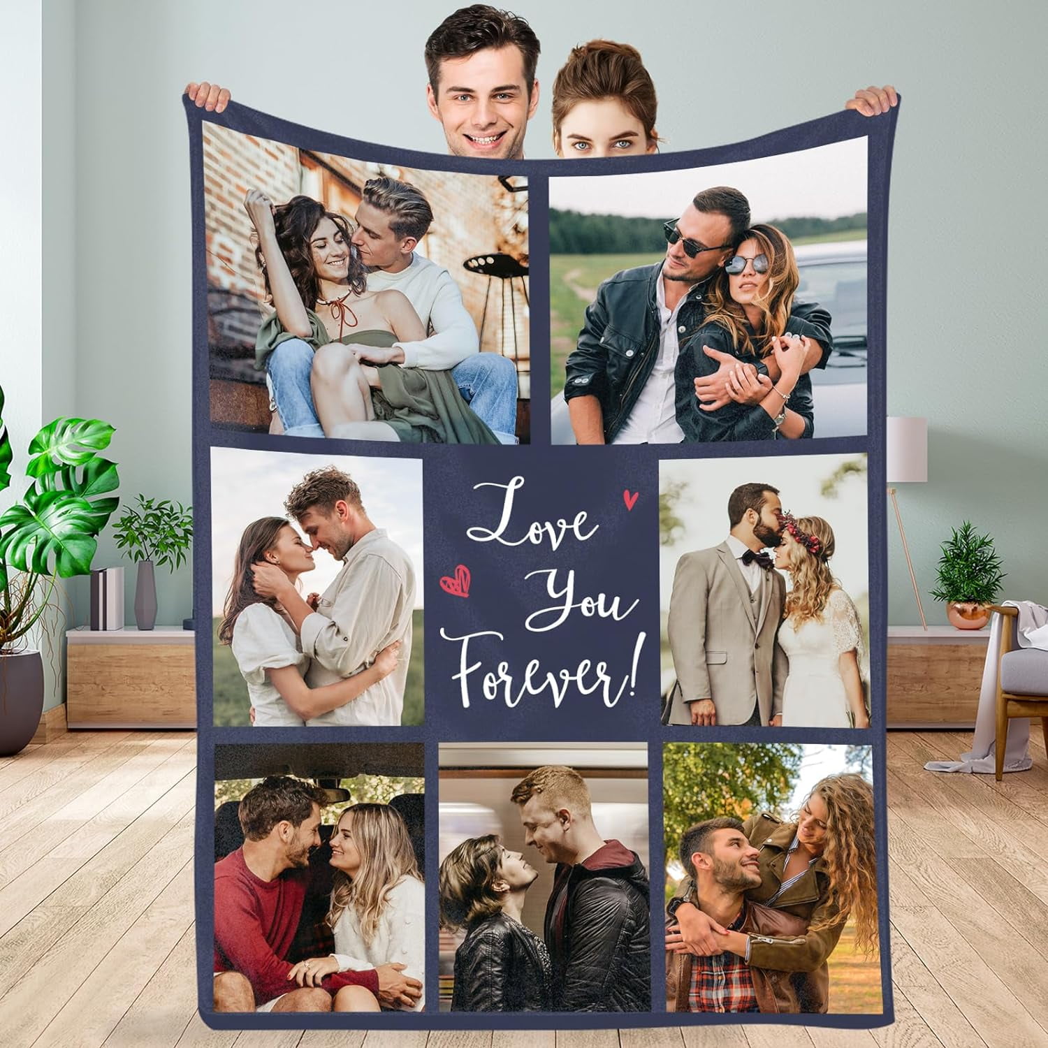 Custom Blanket with Photos/Text, Personalized Picture Blanket Throw ...