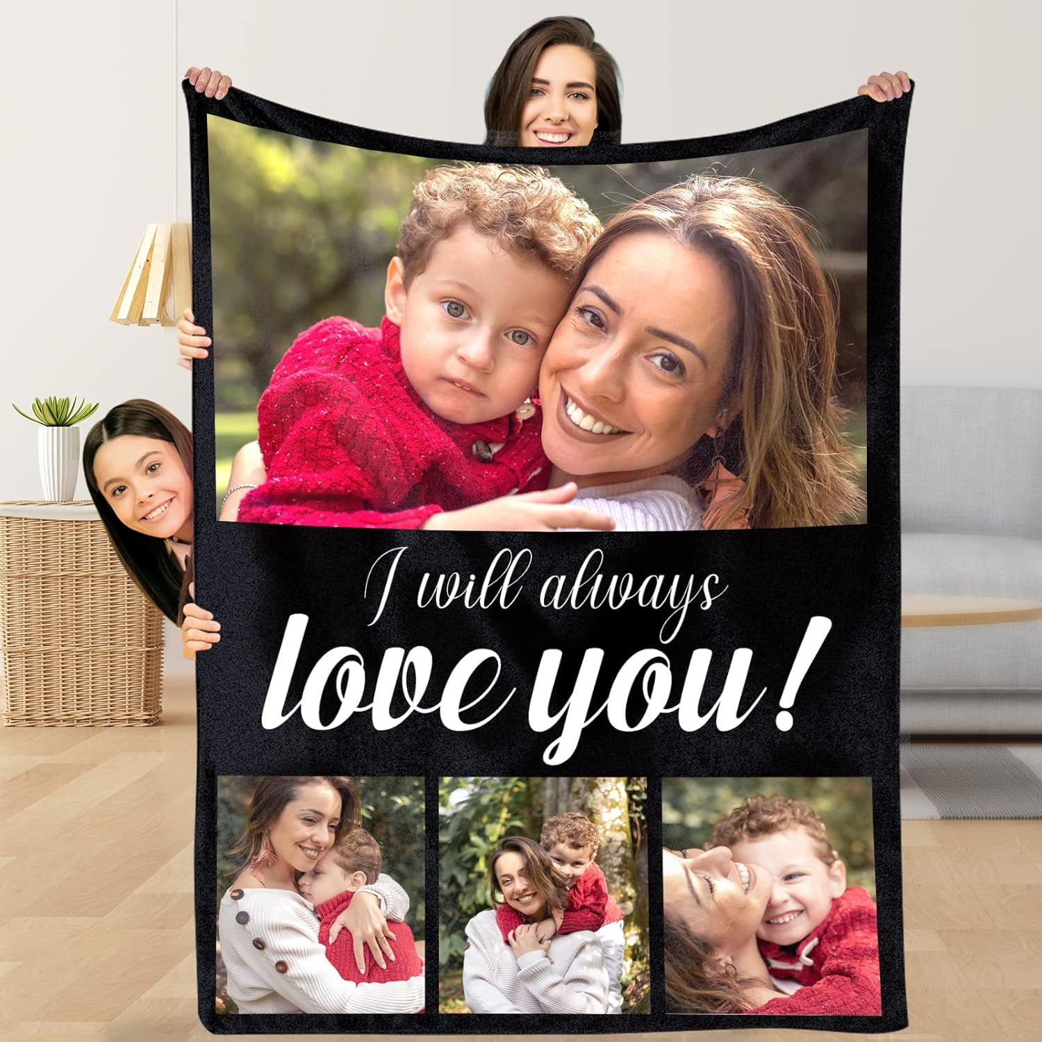 Custom Blanket with Photos/Text, Personalized Picture Blanket Throw ...