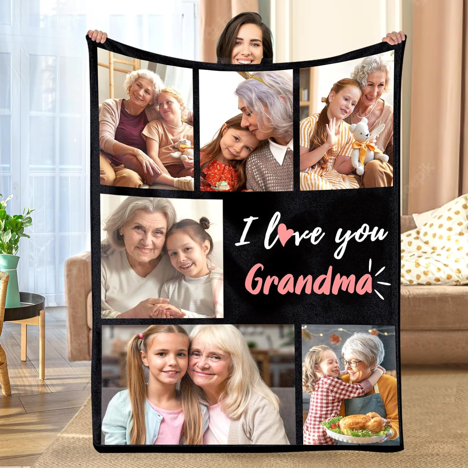 Custom Blanket with Photos/Text, Personalized Picture Blanket Throw ...
