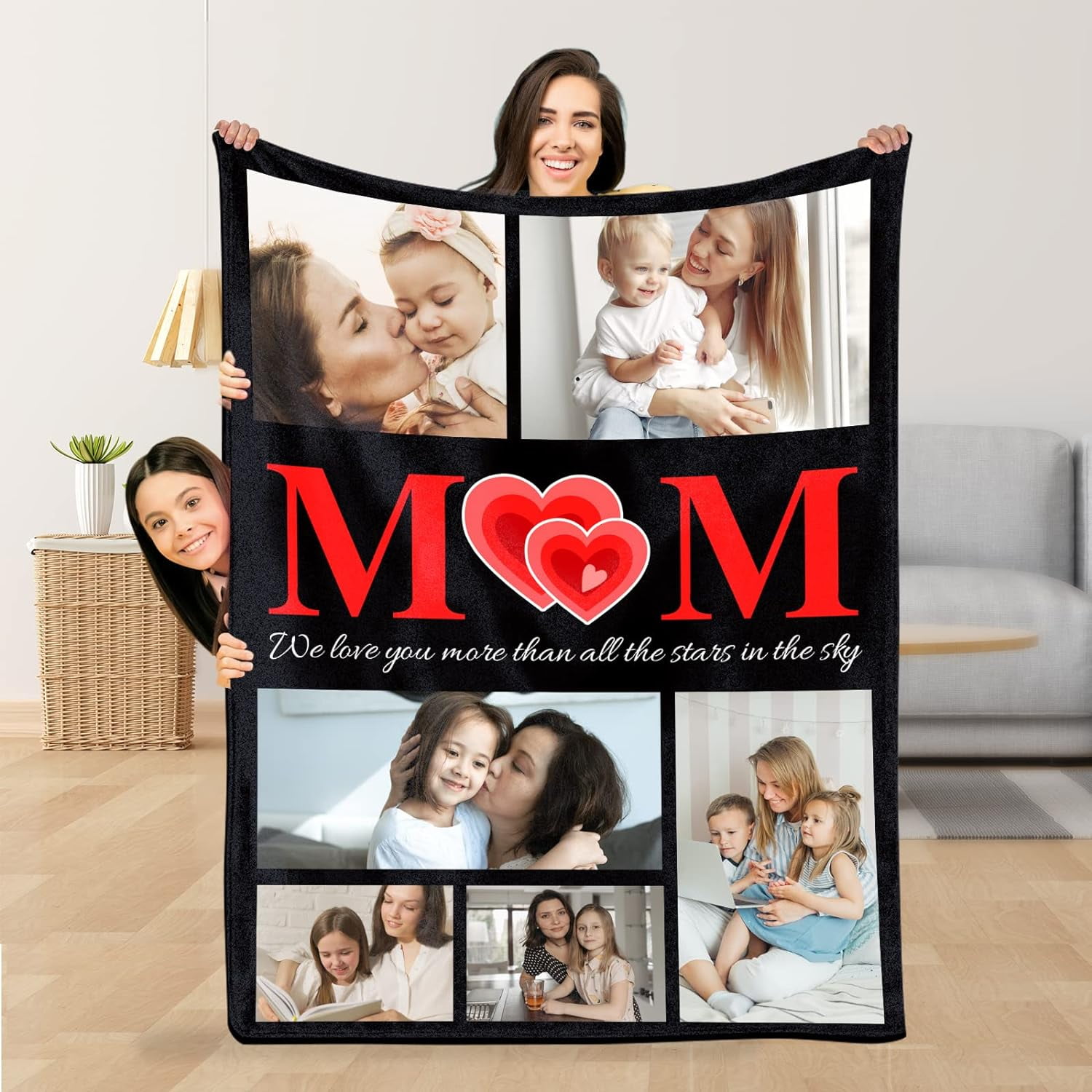Custom Blanket with Photos/Text, Personalized Picture Blanket Throw ...