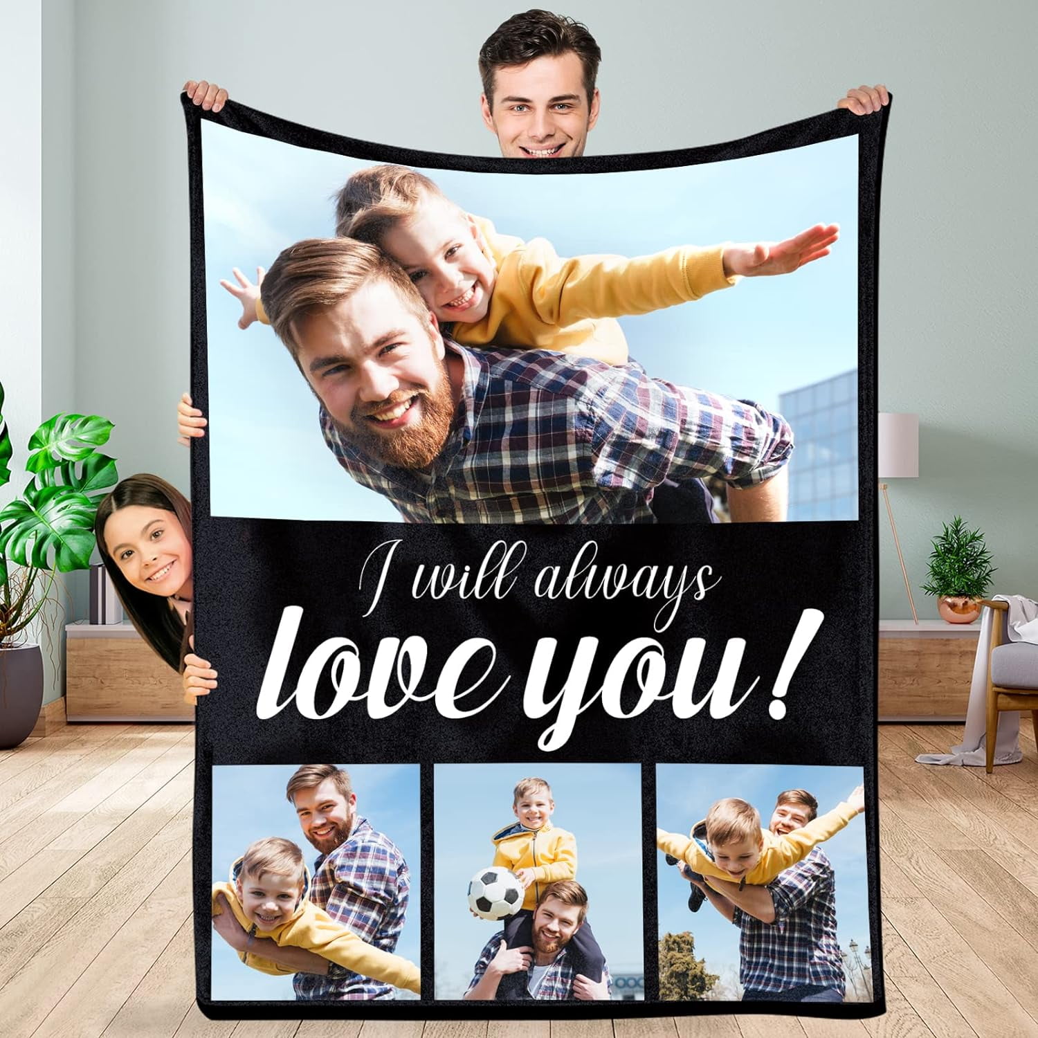 Custom Blanket with Photos/Text, Personalized Picture Blanket Throw ...