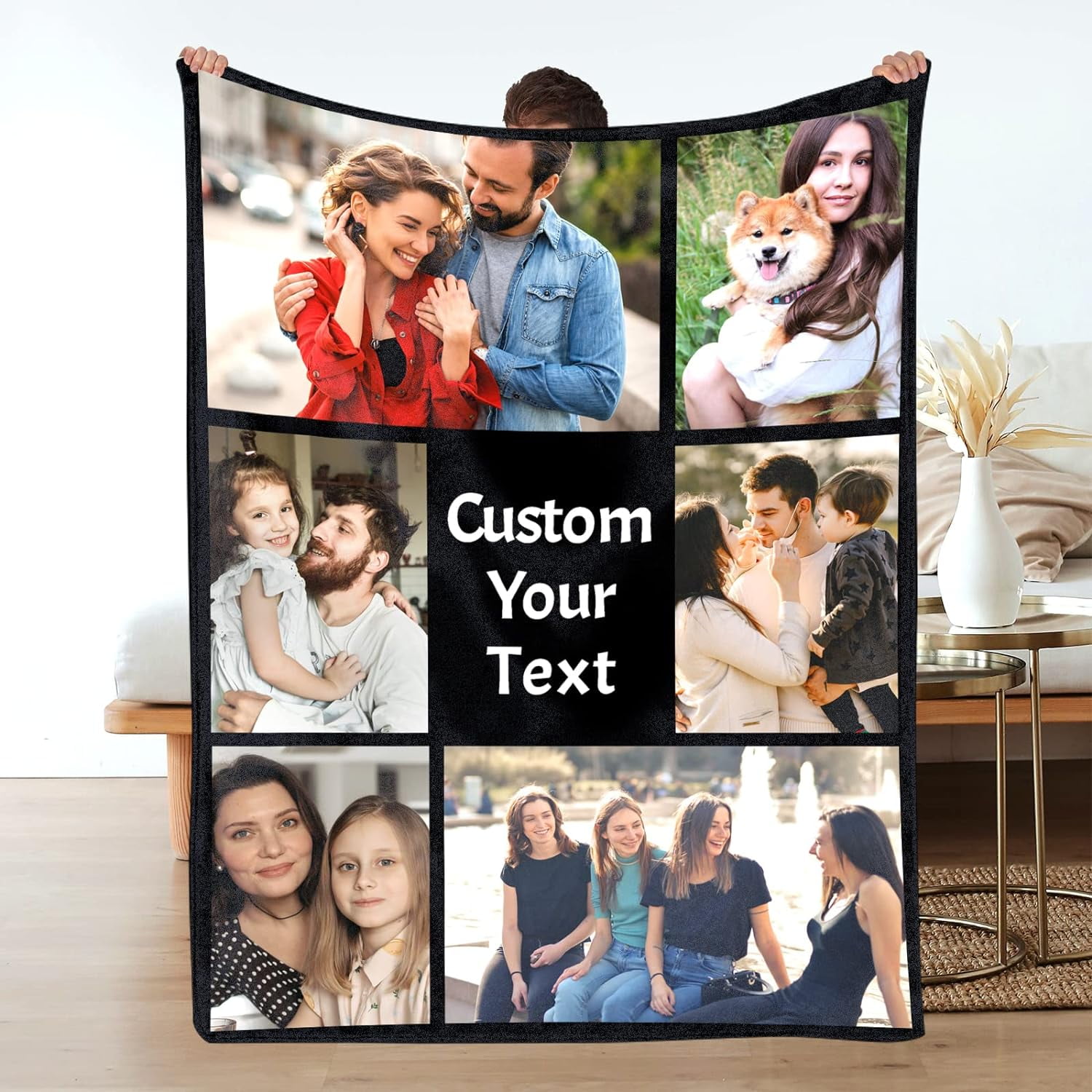 Custom Blanket with Photos/Text, Personalized Picture Blanket Throw ...