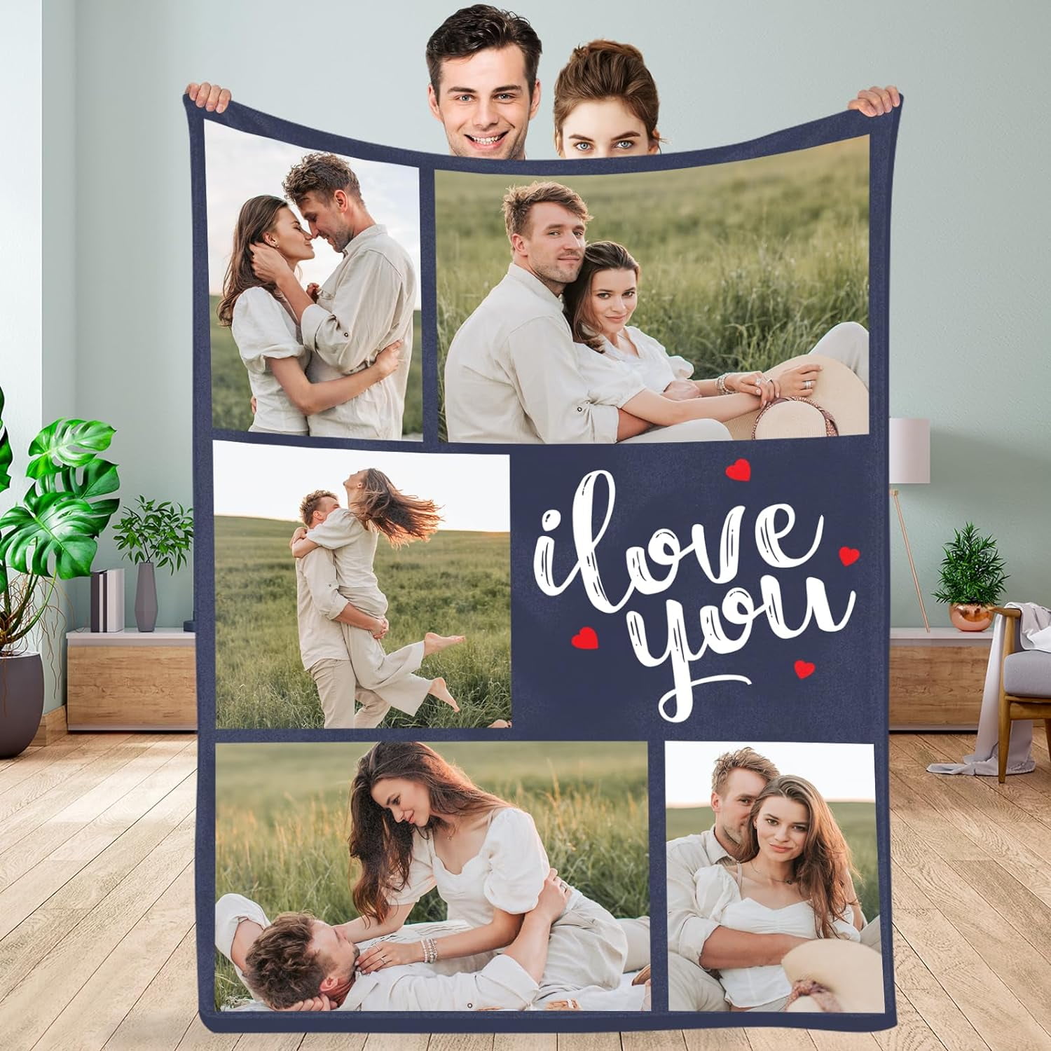 Custom Blanket with Photos/Text, Personalized Picture Blanket Throw ...