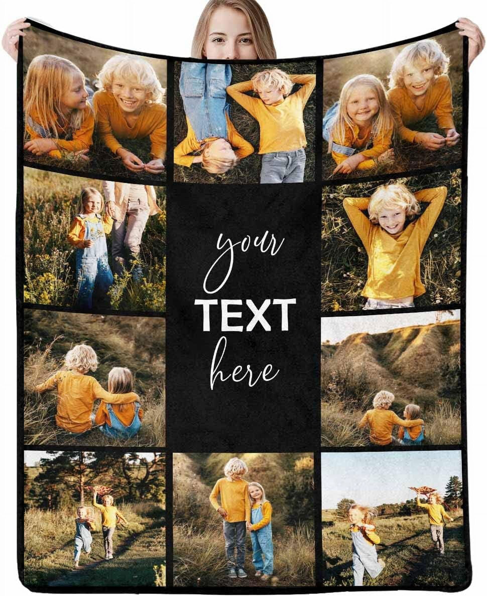 Custom Blanket with Photos Text, Personalized Picture Blankets, 10 ...