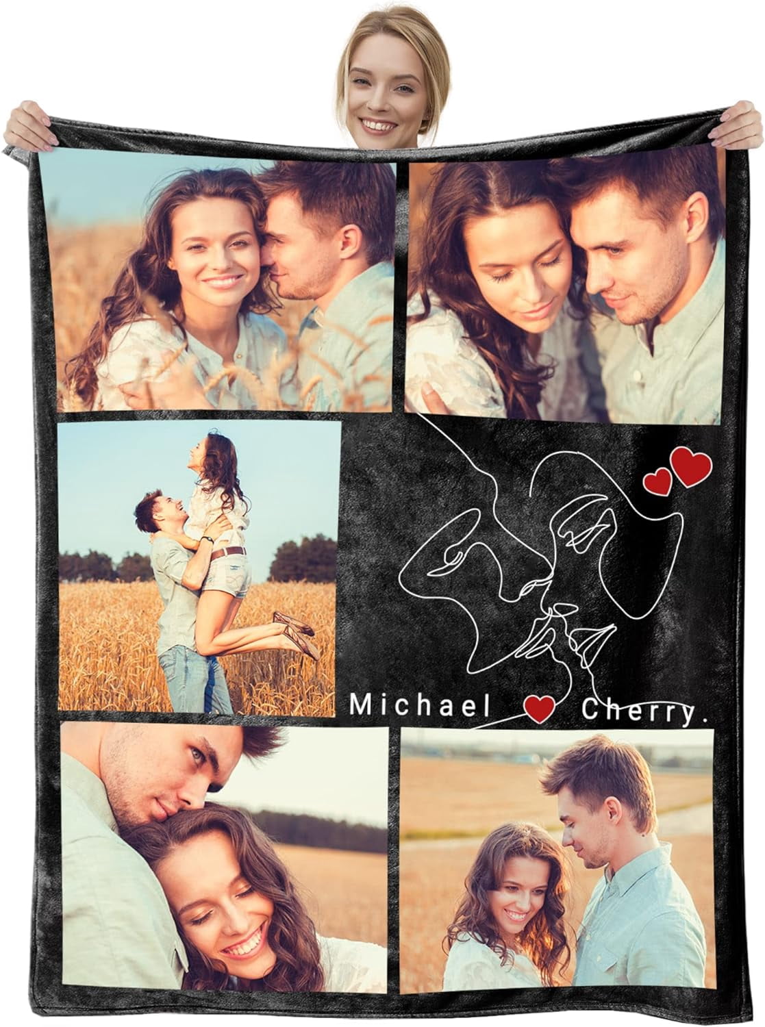 Custom Blanket with Photos Text, Personalized Pictures Collage ...