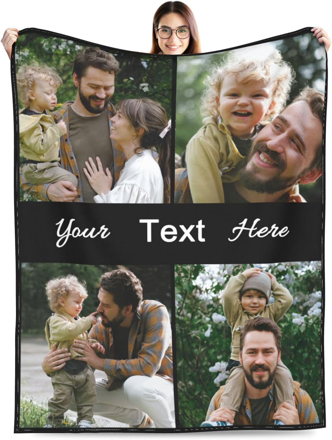 Custom Blanket with Picture Text Customized Blankets with Photos ...