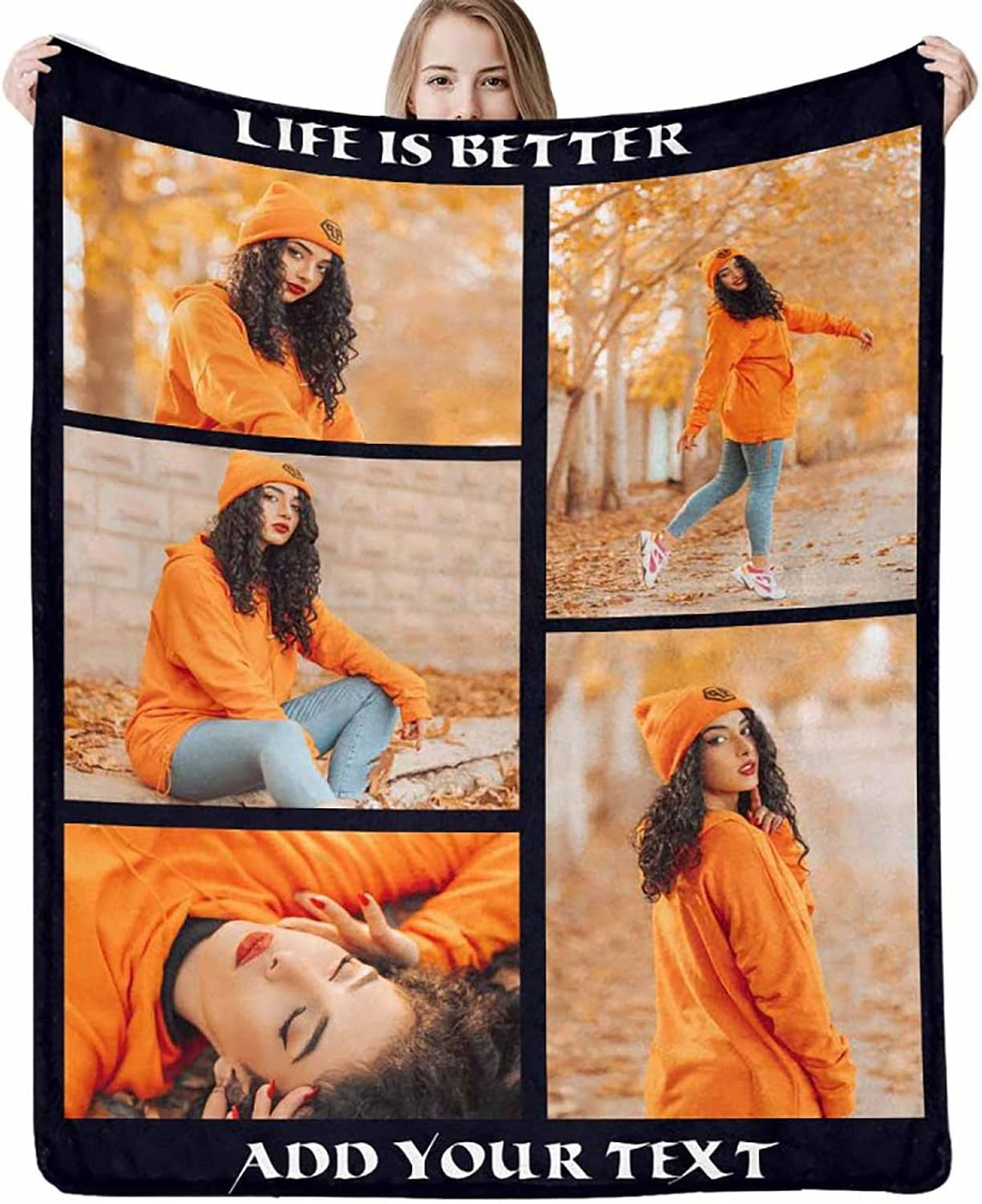 Custom Blanket with Text Photo Collage Couples Gifts: Made in USA ...