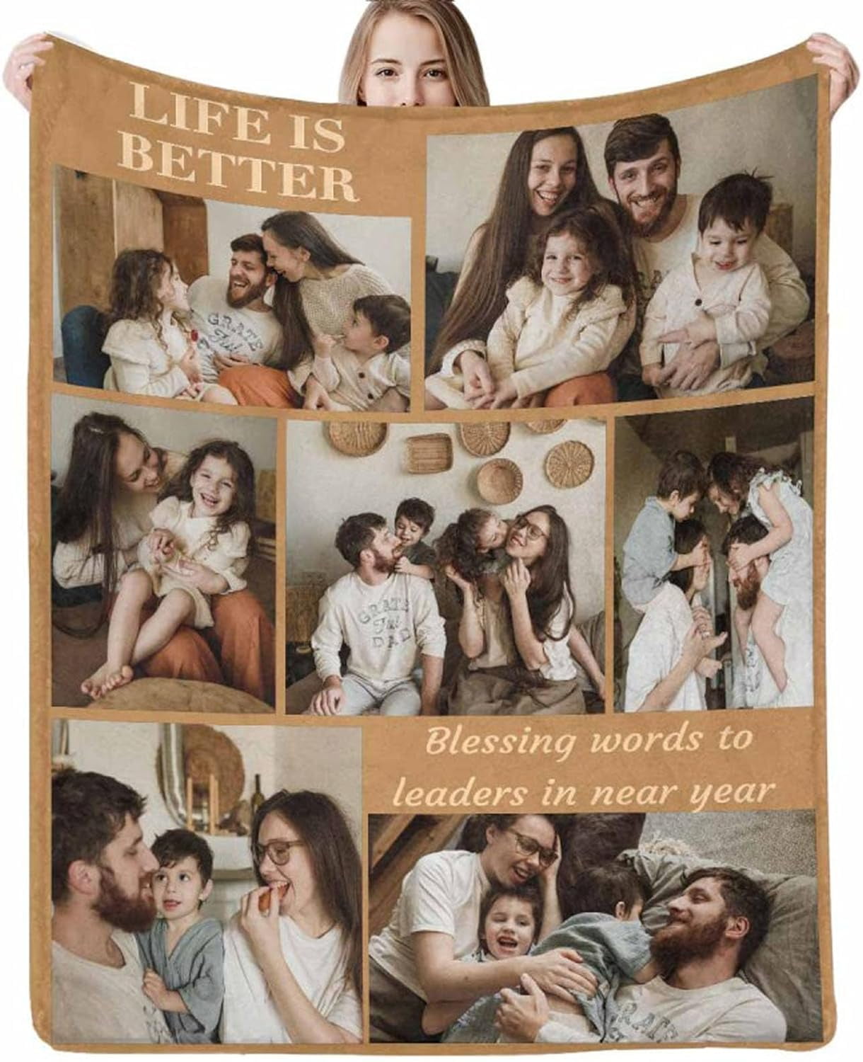 Custom Blanket with Text Photo Collage Couples Gifts: Made in USA ...