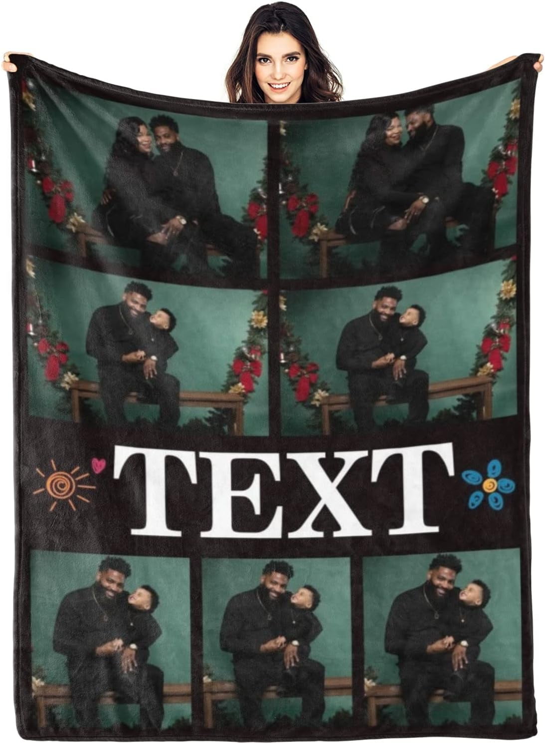 Custom Blanket with Text Photo Collage Customized Blankets with ...